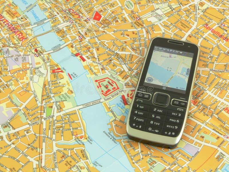 GPS e mapa fotografia editorial. Imagem de global, rota - 36404147