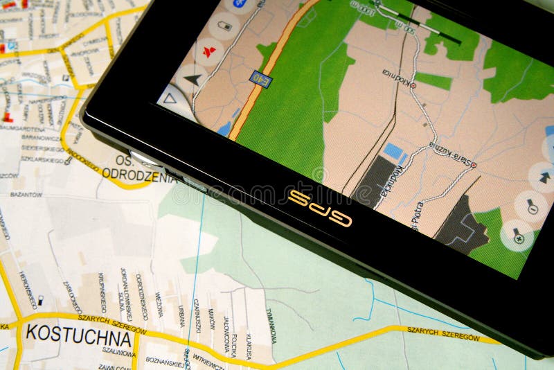 GPS e mapa imagem de stock. Imagem de caminhada, trajeto - 4749677
