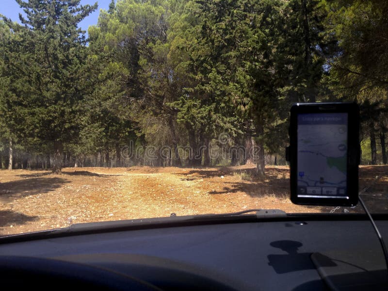 GPS forest driving stock image. Image of adult, mediterranean - 56571917