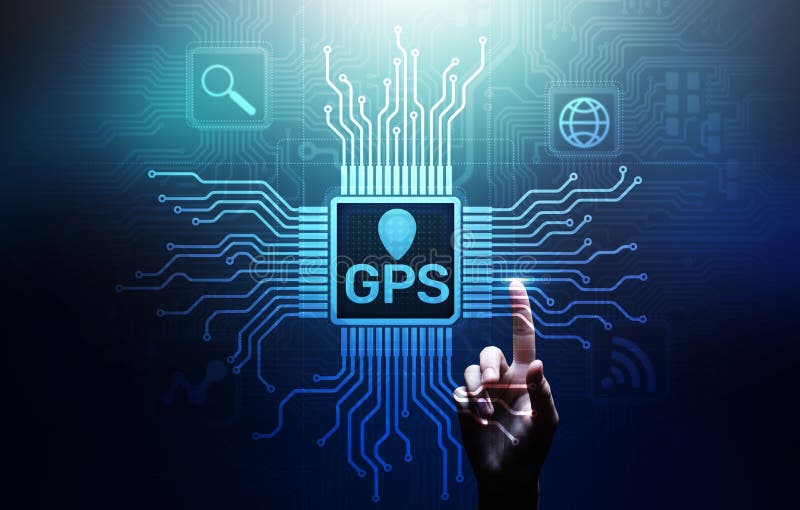 GPS Global Positioning System Concept. Loading Keywords and Icons Stock ...
