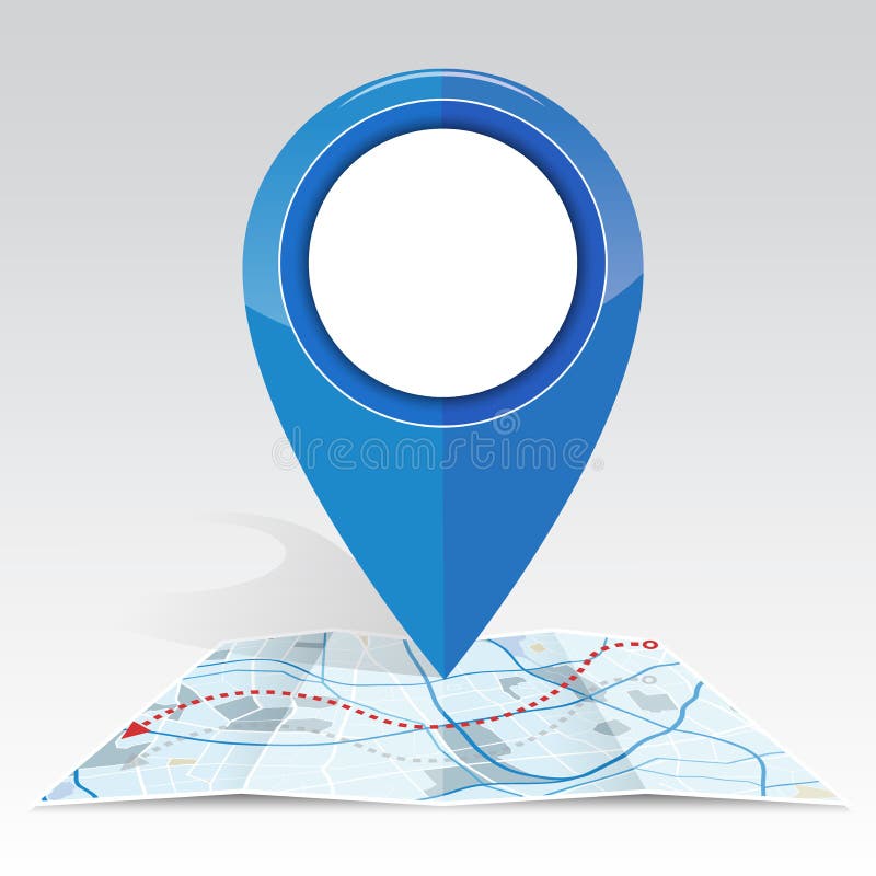 Gps.icon Mock Up Blue Color on Map and Nevigator Line Stock Vector ...