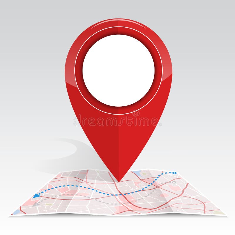 Gps.icon Mock Up Red Color on Map and Nevigator Line Stock Vector ...