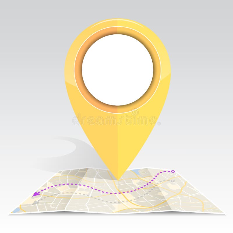 Gps.icon Mock Up Yellow Color on Map and Nevigator Line Stock Vector ...