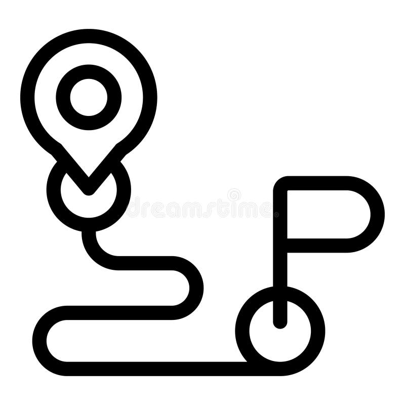 Gps Icon Showing Route with Pin and Flag Markers Stock Vector ...