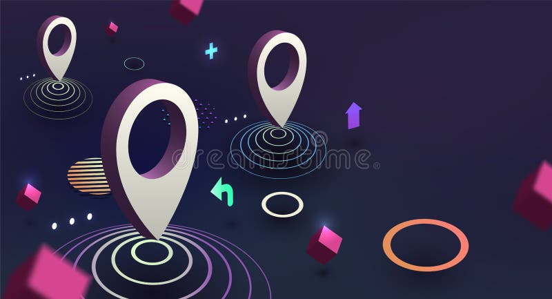 Gps Isometric Concept with Geometric Elements. Artwork Modern Design ...