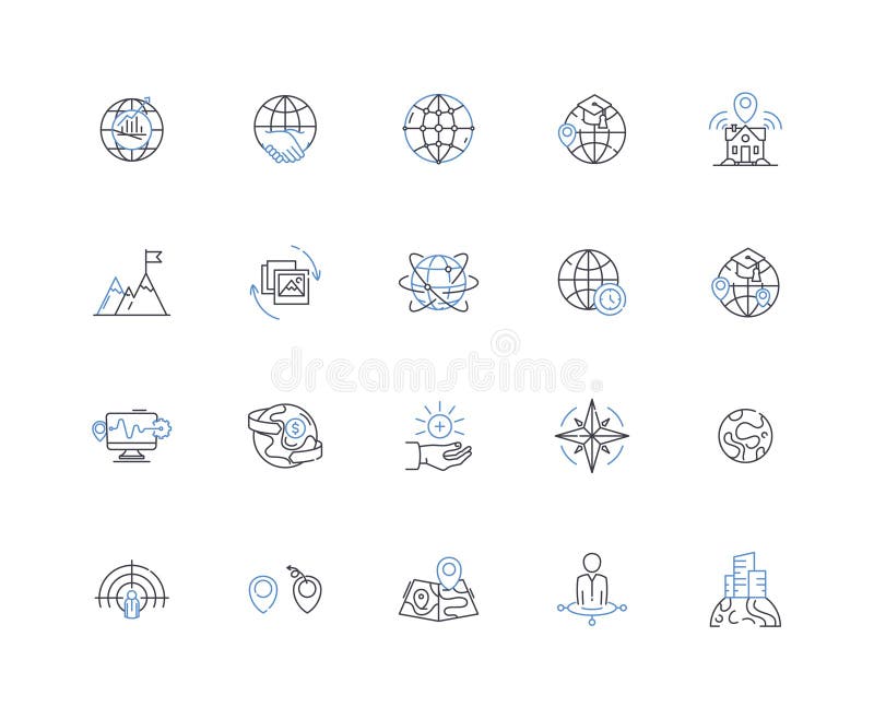 Gps Line Icons Collection Navigation Tracking Location Satellite Coordinates Waypoints
