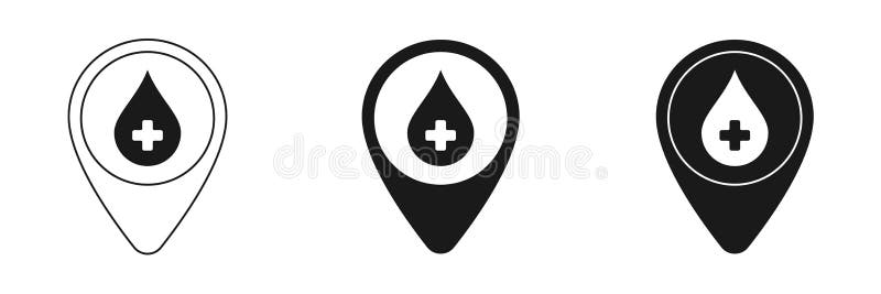 GPS Localization on Map with Cross Icon and Donation. Illustration ...