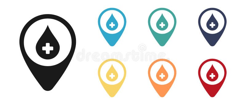 GPS Localization on Map with Cross Icon and Donation. Illustration ...