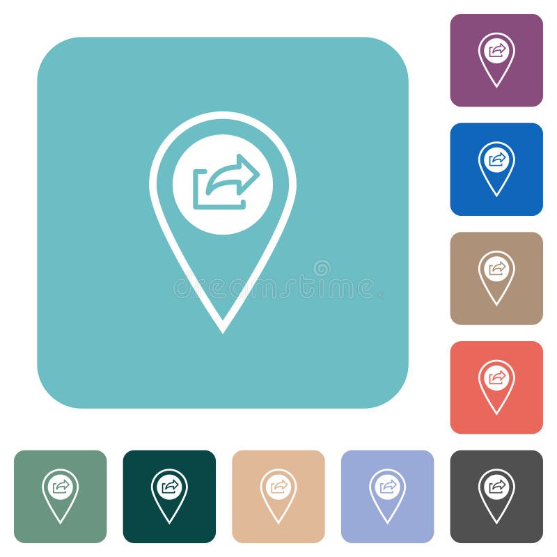 GPS Location Export Rounded Square Flat Icons Stock Vector ...