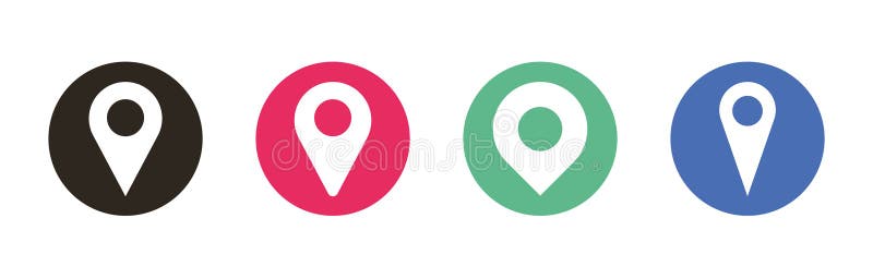 GPS Location Pin Icon with Round Button Shape. Stock Vector ...