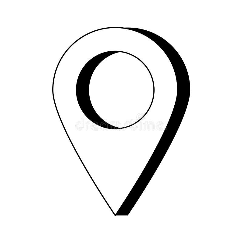Gps Location Pointer Navigation Cartoon in Black and White Stock Vector ...