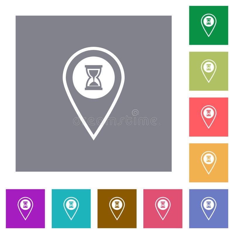 GPS Location Wait Square Flat Icons Stock Vector - Illustration of running, direction: 298993368