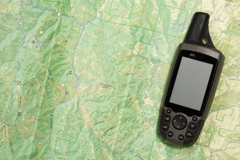 GPS with map stock image. Image of direction, datum, geocaching - 9603925
