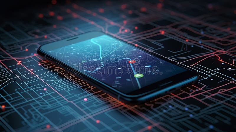 GPS Map, Digital Pin Address Location on Mobile Apps Stock Illustration ...