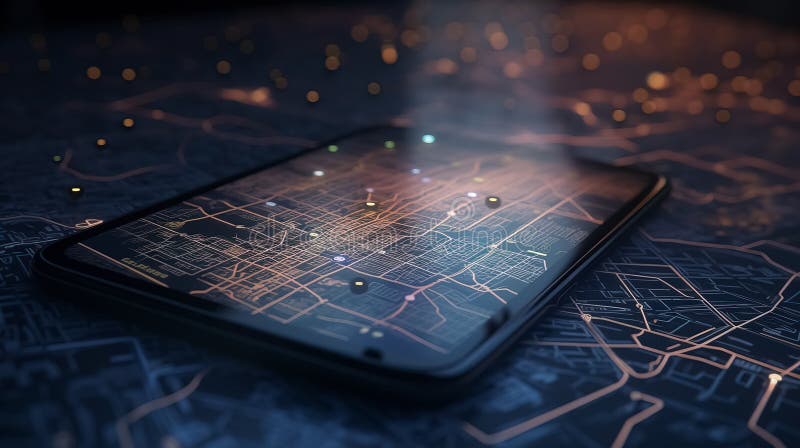 GPS Map, Digital Pin Address Location on Mobile Apps Stock Illustration ...