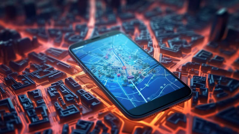 GPS Map, Digital Pin Address Location on Mobile Apps Stock Illustration ...