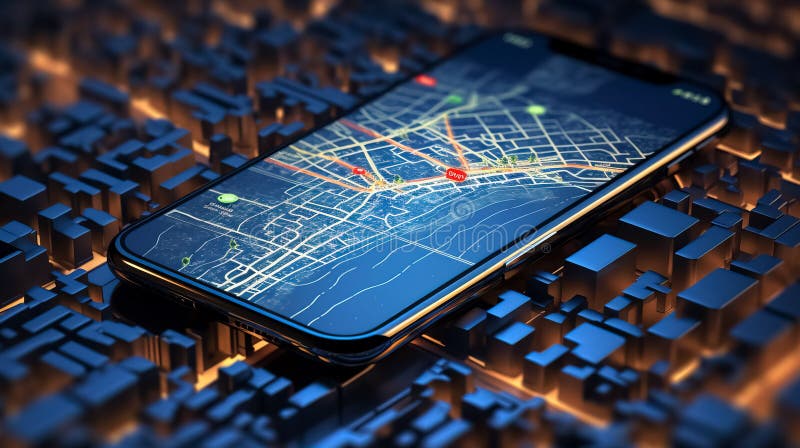 GPS Map, Digital Pin Address Location on Mobile Apps Stock Illustration ...