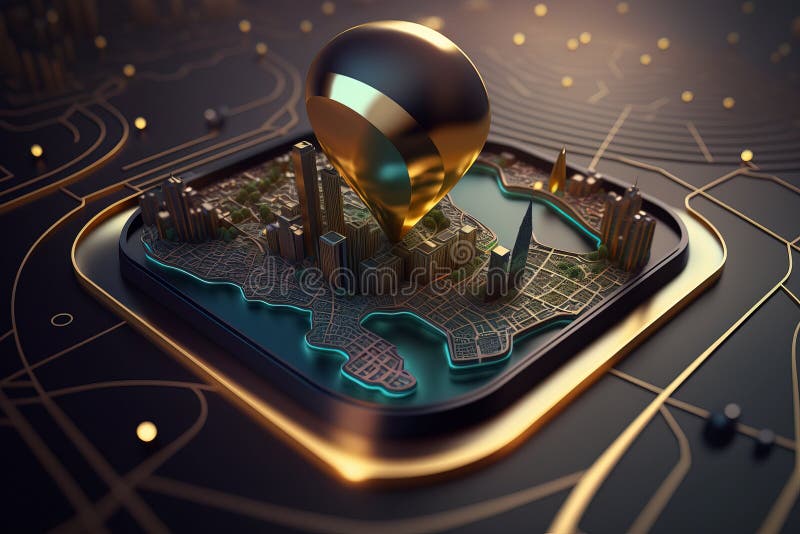 GPS Map, Digital Pin Address Location on Mobile Apps. Generative AI ...