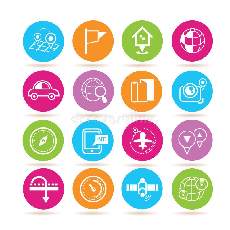GPS and map icons stock illustration. Illustration of symbol - 80943270