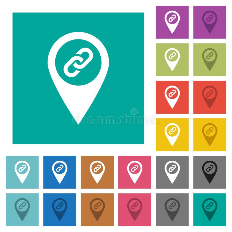 GPS Map Location Attachment Square Flat Multi Colored Icons Stock ...