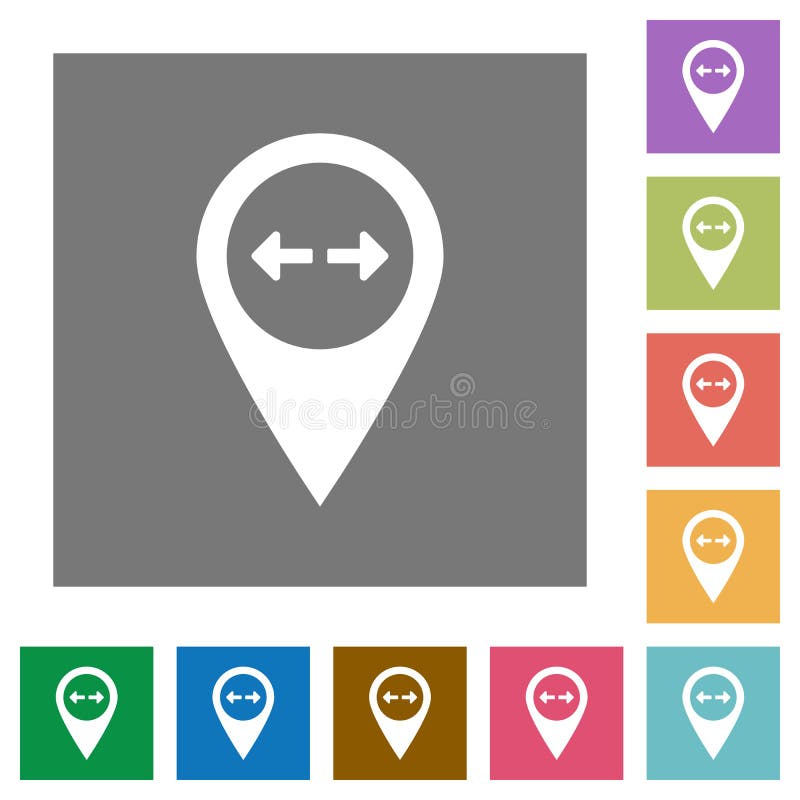 GPS Map Location Distance Square Flat Icons Stock Vector - Illustration ...