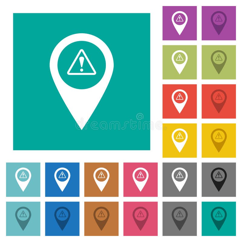 GPS Map Location Warning Square Flat Multi Colored Icons Stock Vector ...