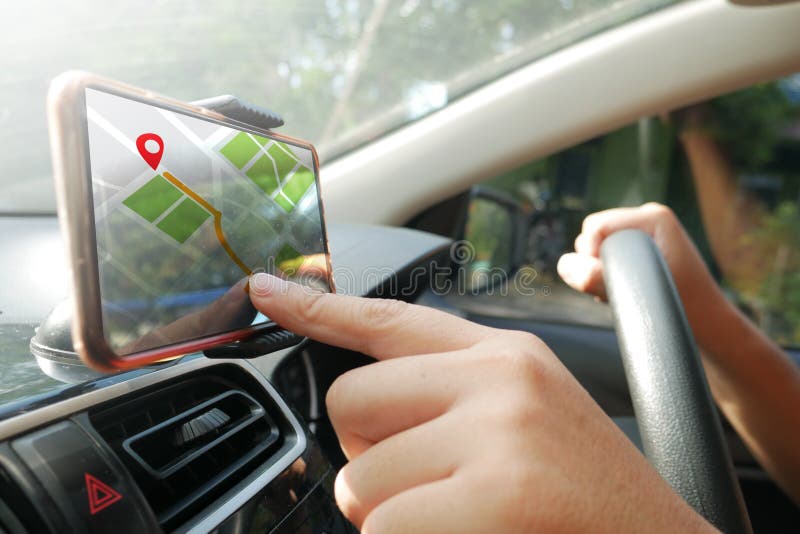 GPS Map Navigation on Smart Phone while Driving a Car Stock Photo ... GPS Map Navigation on Smart Phone while Driving a Car Stock Photo ...