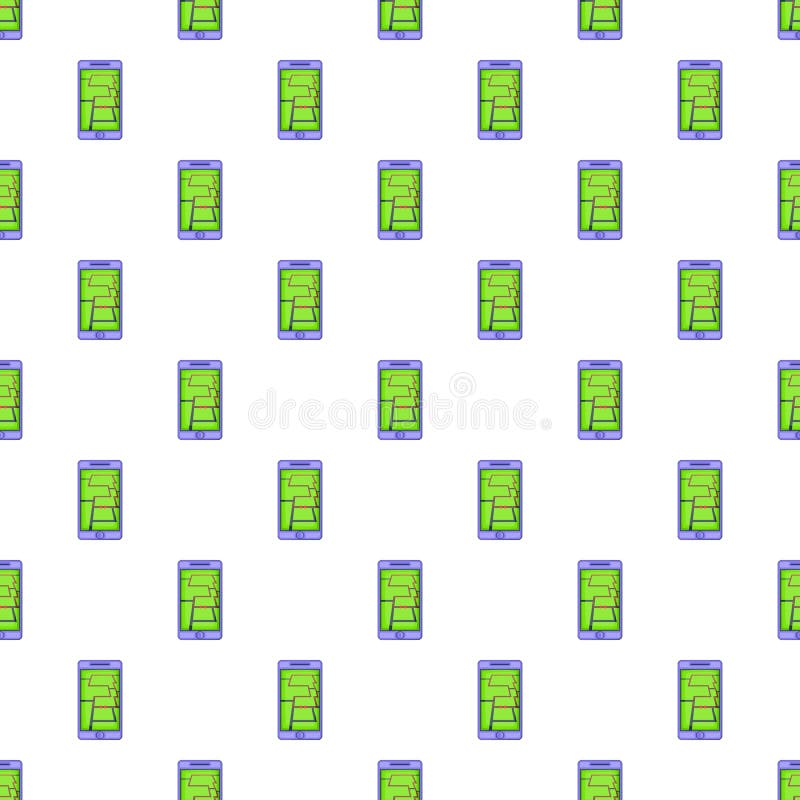 GPS Map on Phone Pattern, Cartoon Style Stock Vector - Illustration of ...