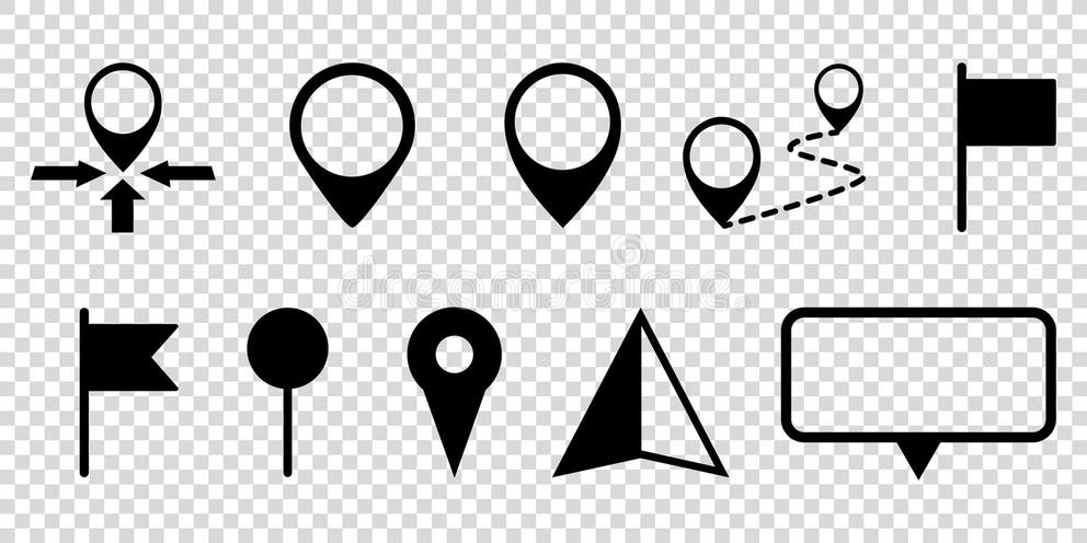 GPS Map Pointer, Flags and North Direction Icons - Different Vector ...