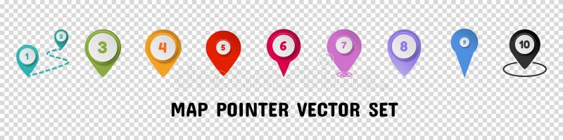 GPS Map Pointer Set - Different Colorful Vector Illustrations Isolated ...