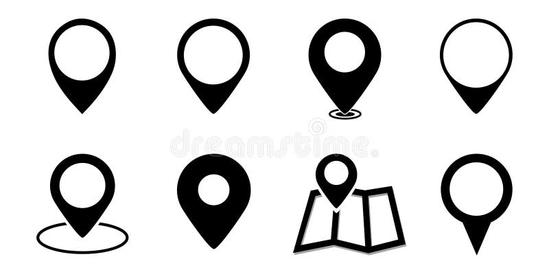 GPS Map Pointer Set - Different Vector Illustrations Isolated on White ...