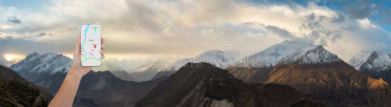 The GPS Map To Route Destination Network Stock Photo - Image of ...