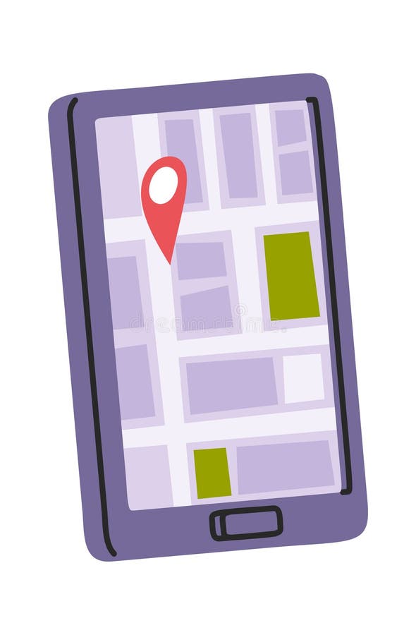 GPS Mobile Navigation Cartoon Design Stock Vector - Illustration of ...