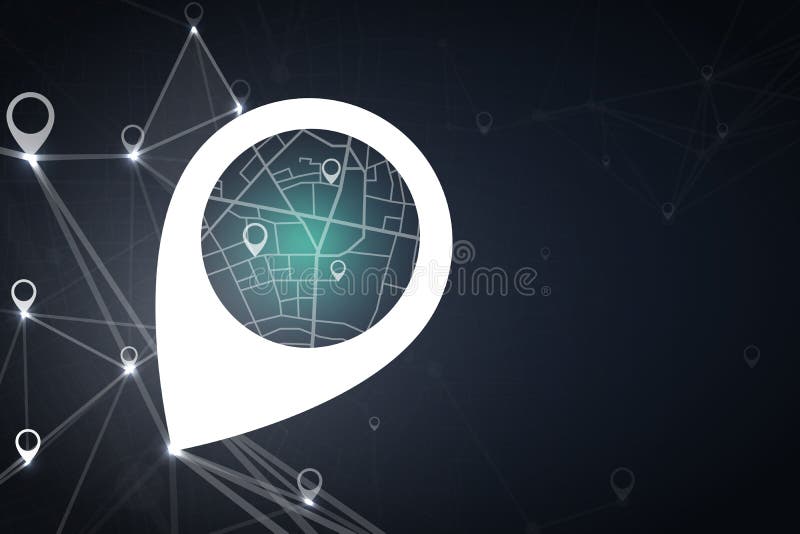 Gps.gps Mockup Pin Magnifying Concept Technology Abstract Background ...