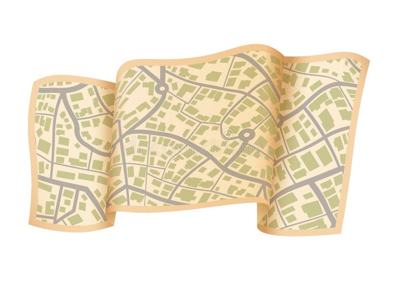 Gps Navigate on Paper City Map. Navigation Concept. Geography Distance ...