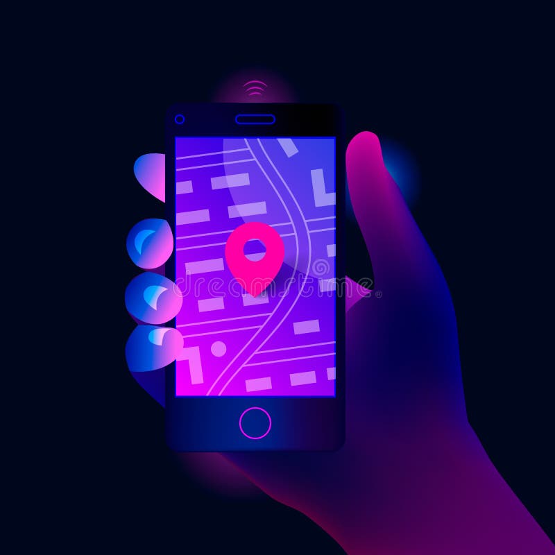 Gps Navigation App on Mobile Phone. Stock Vector - Illustration of ...