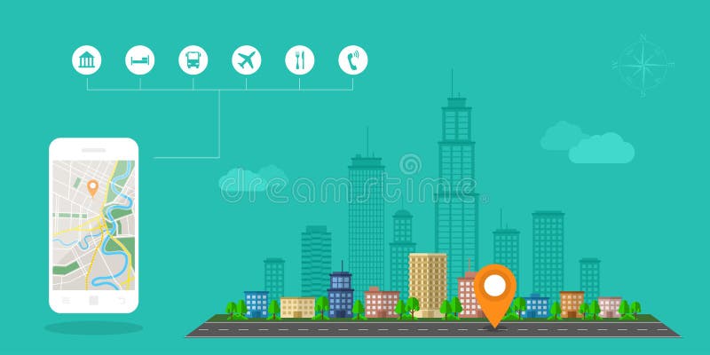 Gps navigation map stock vector. Illustration of communication - 64881911