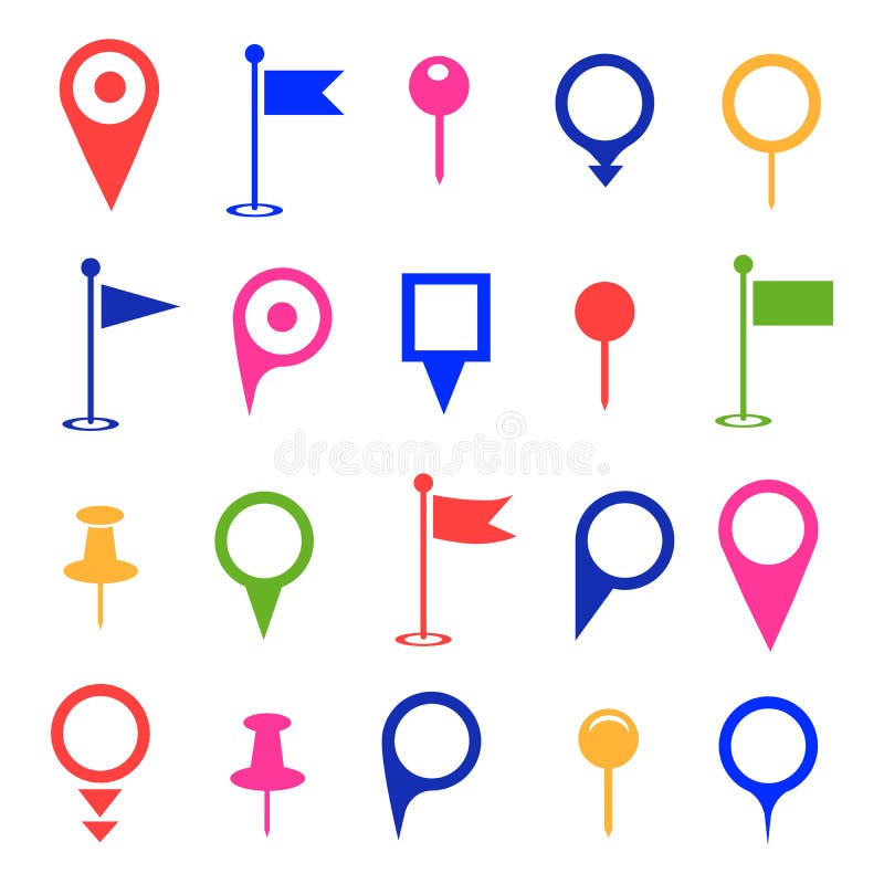 GPS And Navigation Colored Icons On White Background. Vector Stock ...