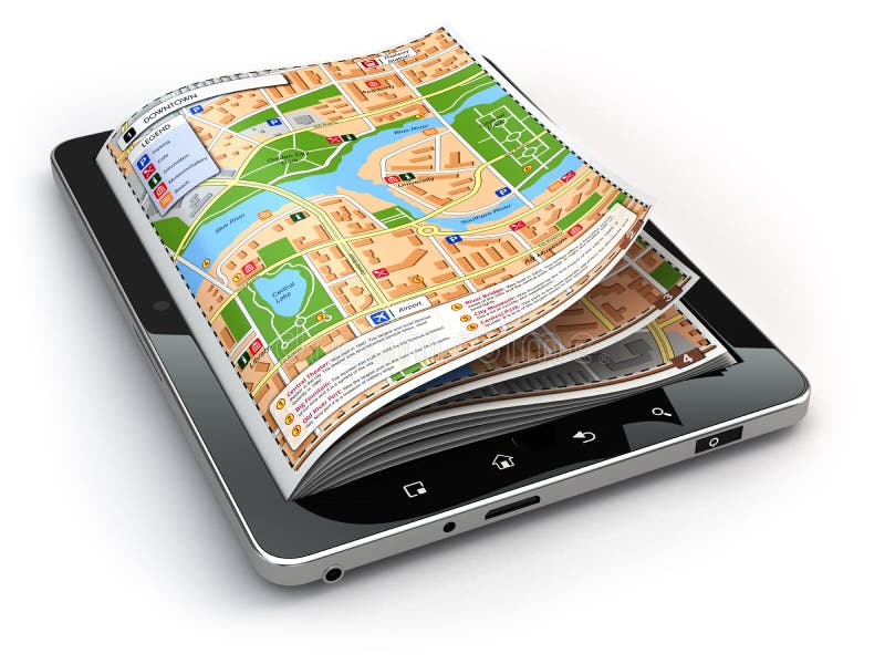 GPS Navigation Concept. Guide Map on the Tablet Pc Screen Stock ...