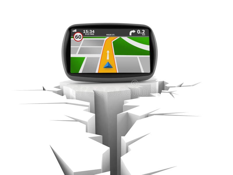 GPS Navigation with Cracked Hole Stock Illustration - Illustration of ...