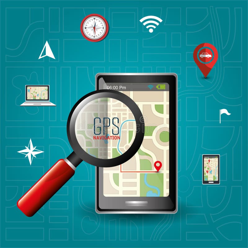 GPS navigation design stock illustration. Illustration of global - 70360619