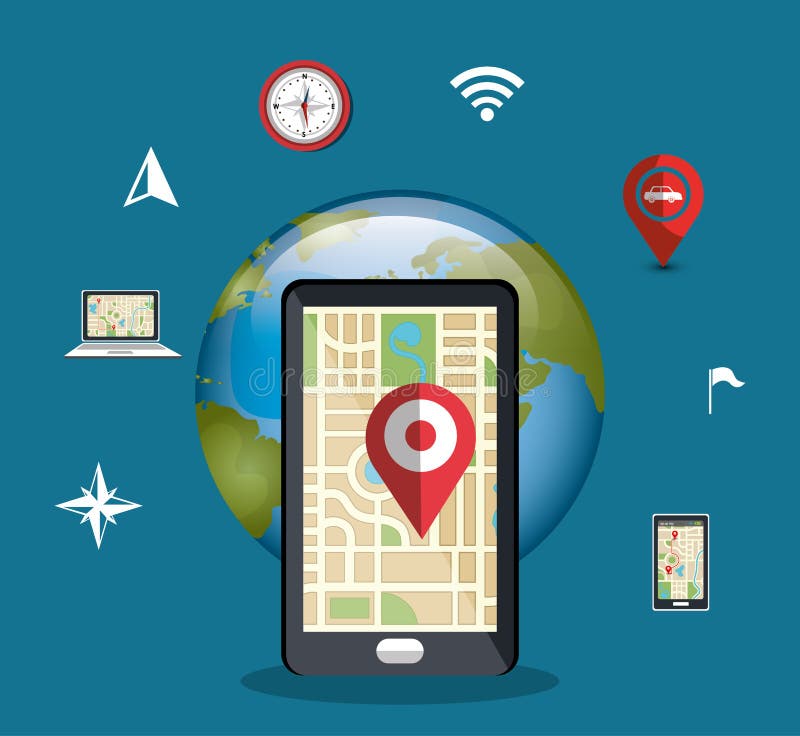 Gps navigation design stock illustration. Illustration of cartography ...
