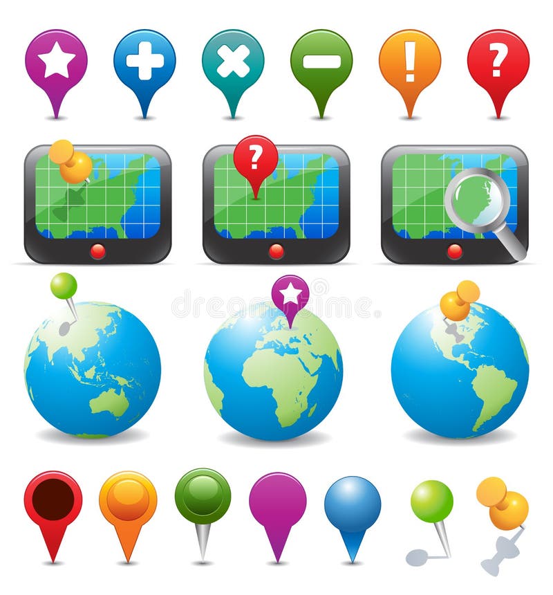 GPS Navigation & Map Icons Stock Vector - Illustration of design, mark ...