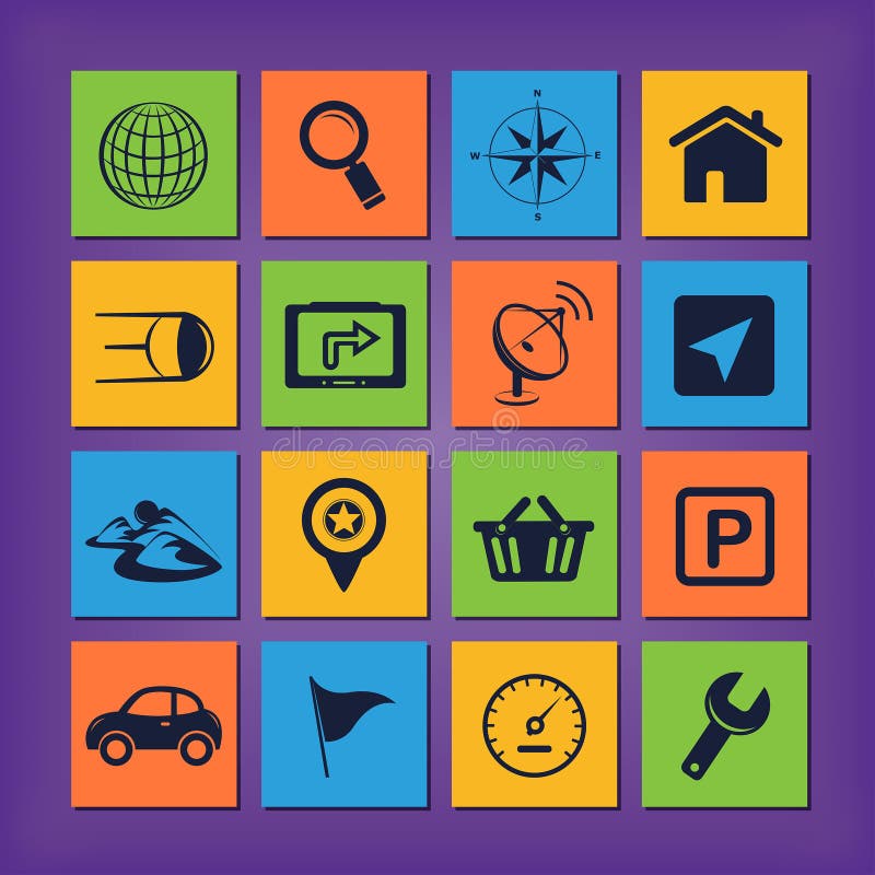 GPS navigation icons stock vector. Illustration of road - 31323991