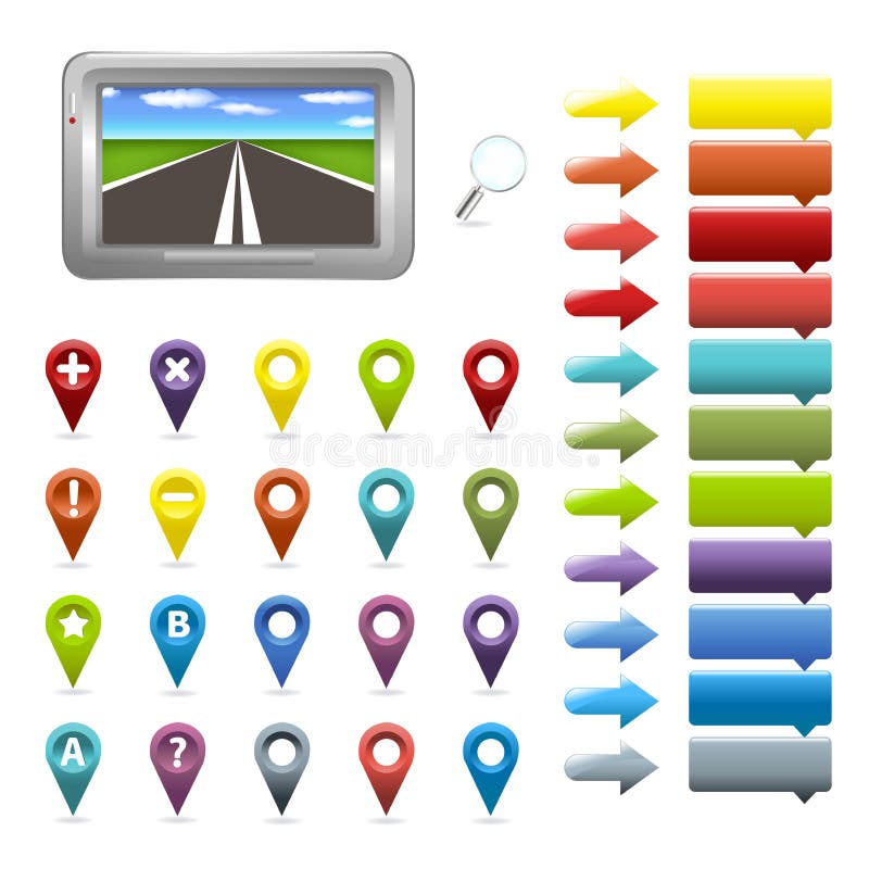 GPS Color Map Icons. Vector Stock Vector - Illustration of search ...