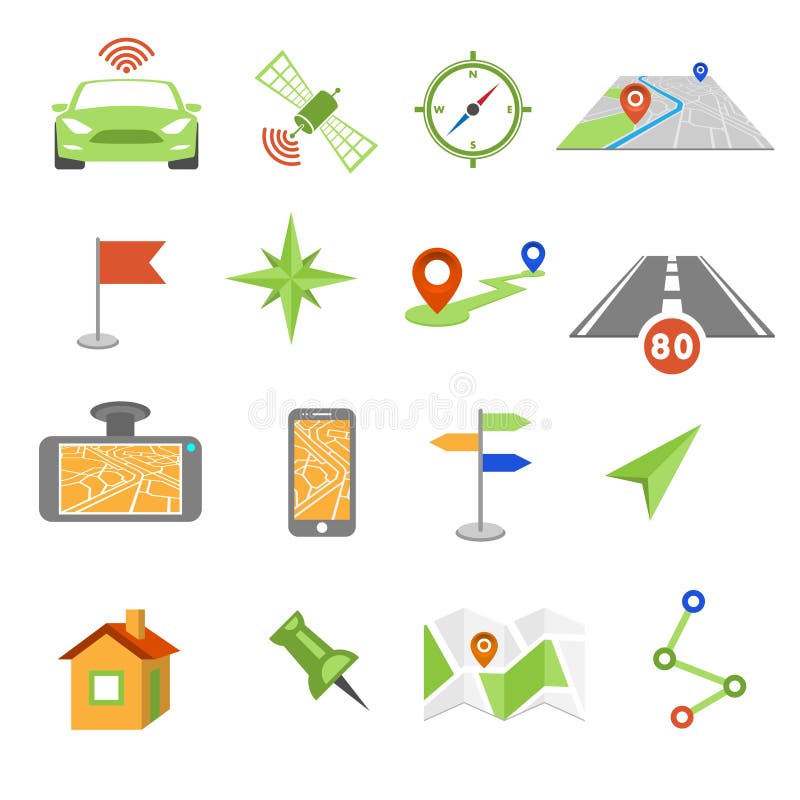 GPS navigation icons stock vector. Illustration of destination - 60330079