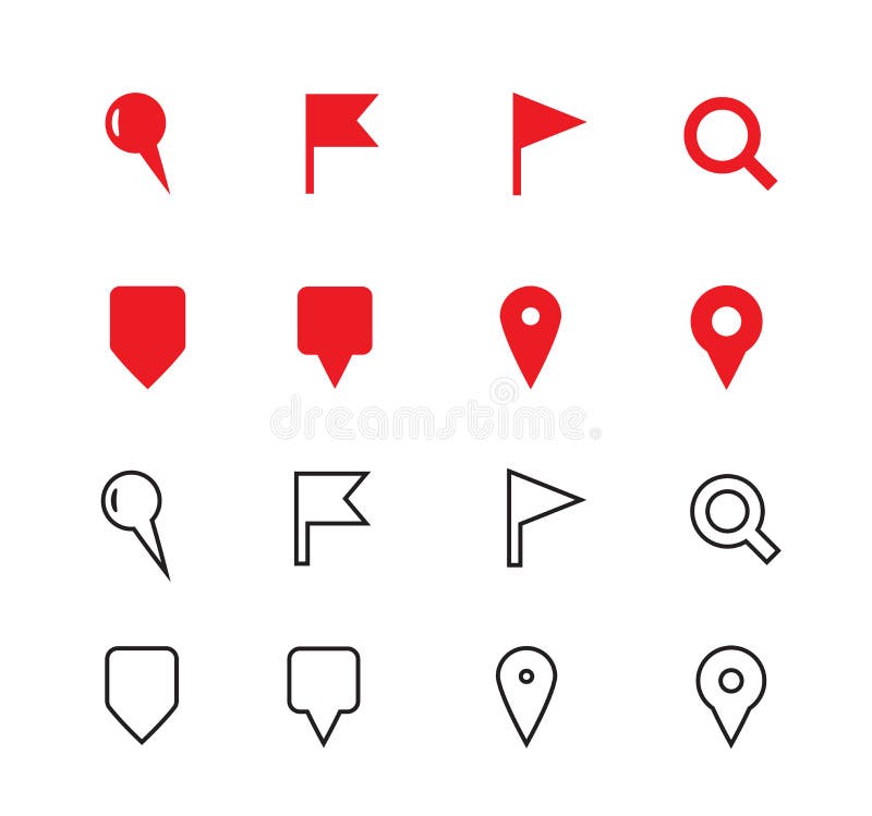 Map Icons on White Background. GPS and Navigation Stock Vector ...