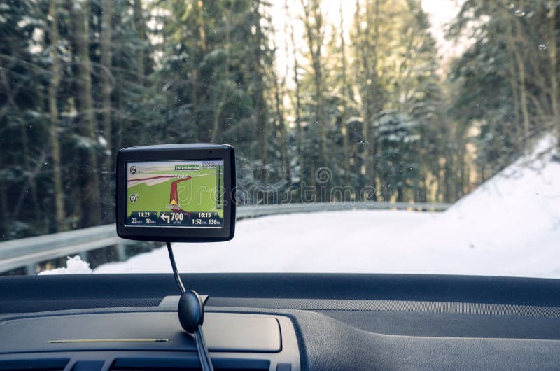 GPS Navigation Inside the Car Stock Photo - Image of destination ...