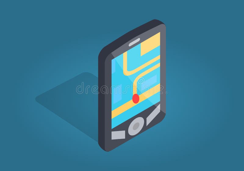 GPS Navigation Interface with Location on Phone Stock Vector ...