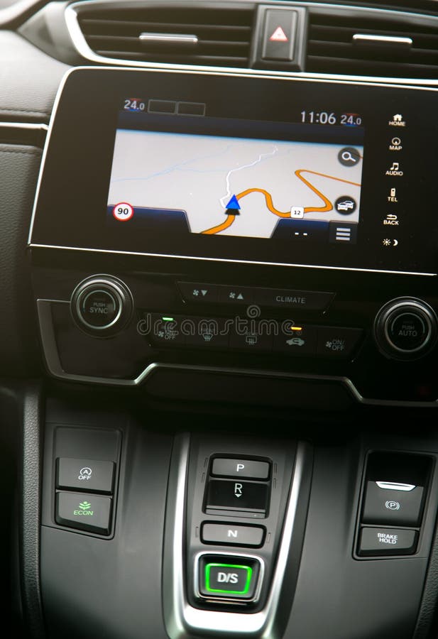 GPS Navigation in Interior of Luxury Car Stock Photo - Image of system ...